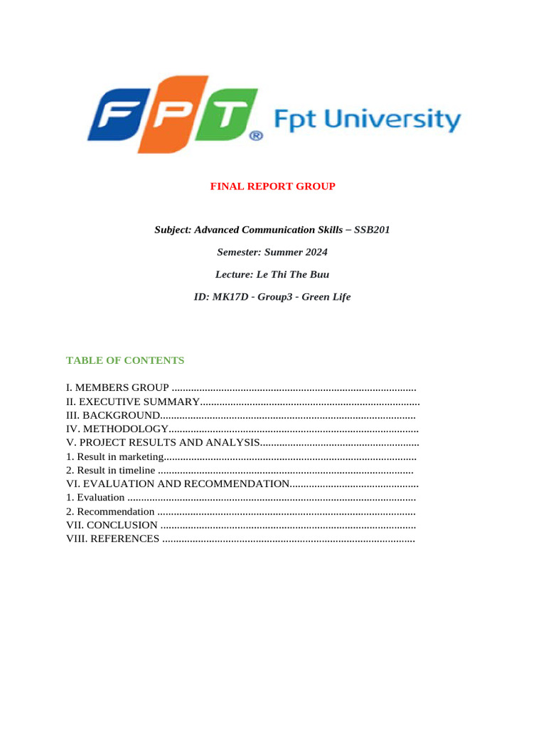 Final Report SSB201 | PDF