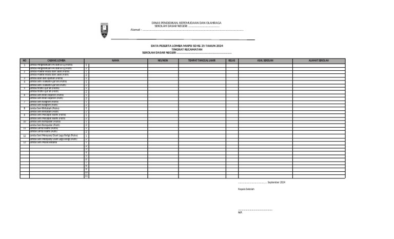 Contoh Format Rekap Peserta Mapsi | PDF