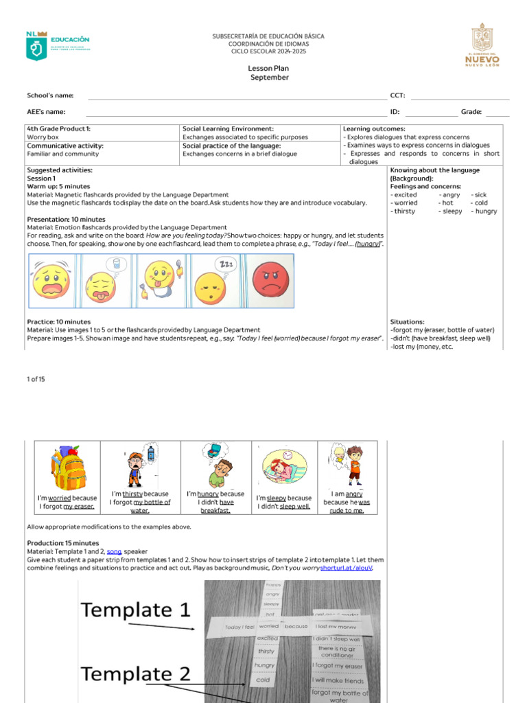 4th_Grade_Lesson_Plan_Product_1_-_September | PDF