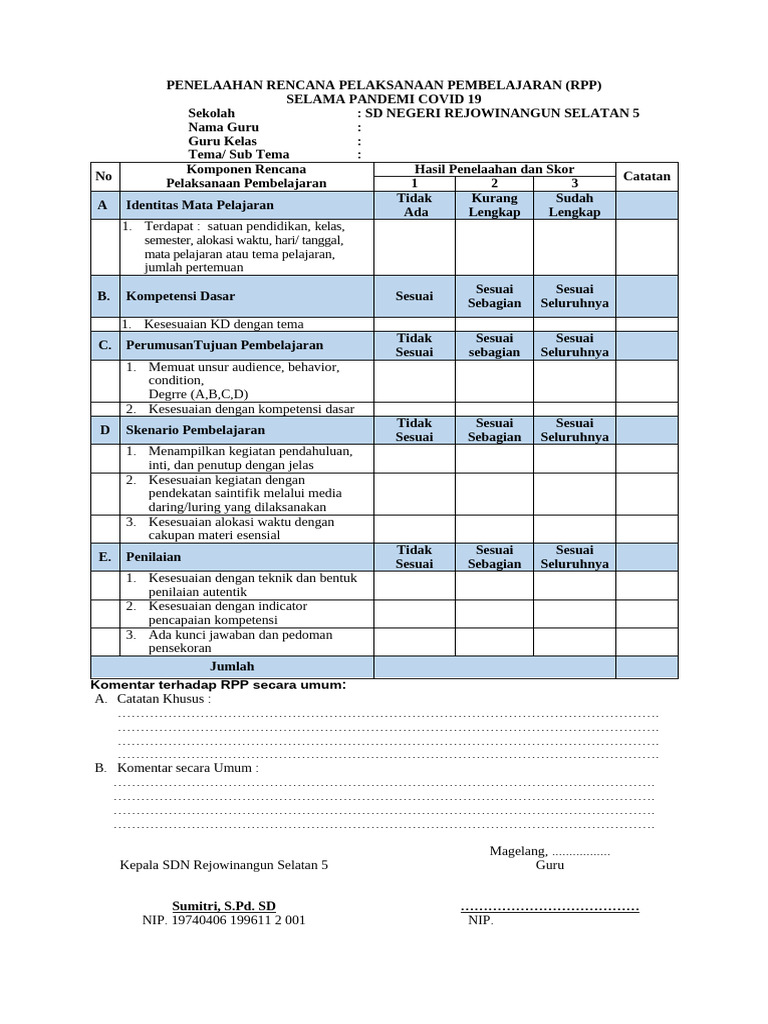 Instrumen Supervisi Kelas | PDF