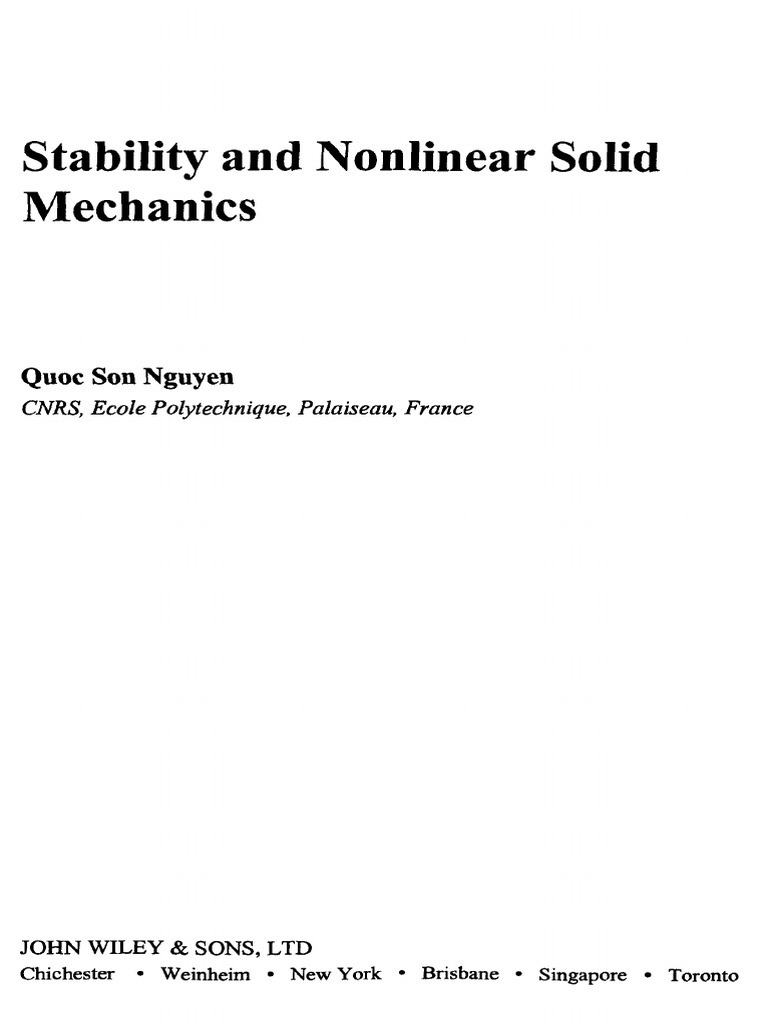 Stability and Nonlinear Solid Mechanics | PDF