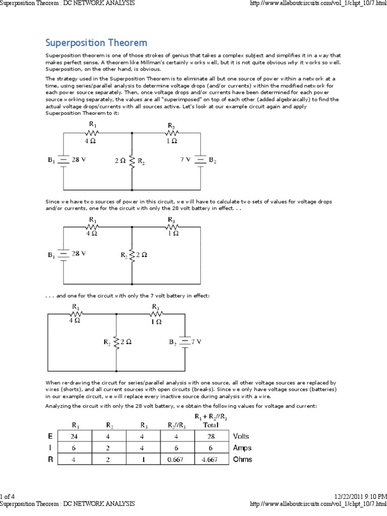 Superposition Theorem Dc Network Analysis Network Analysis