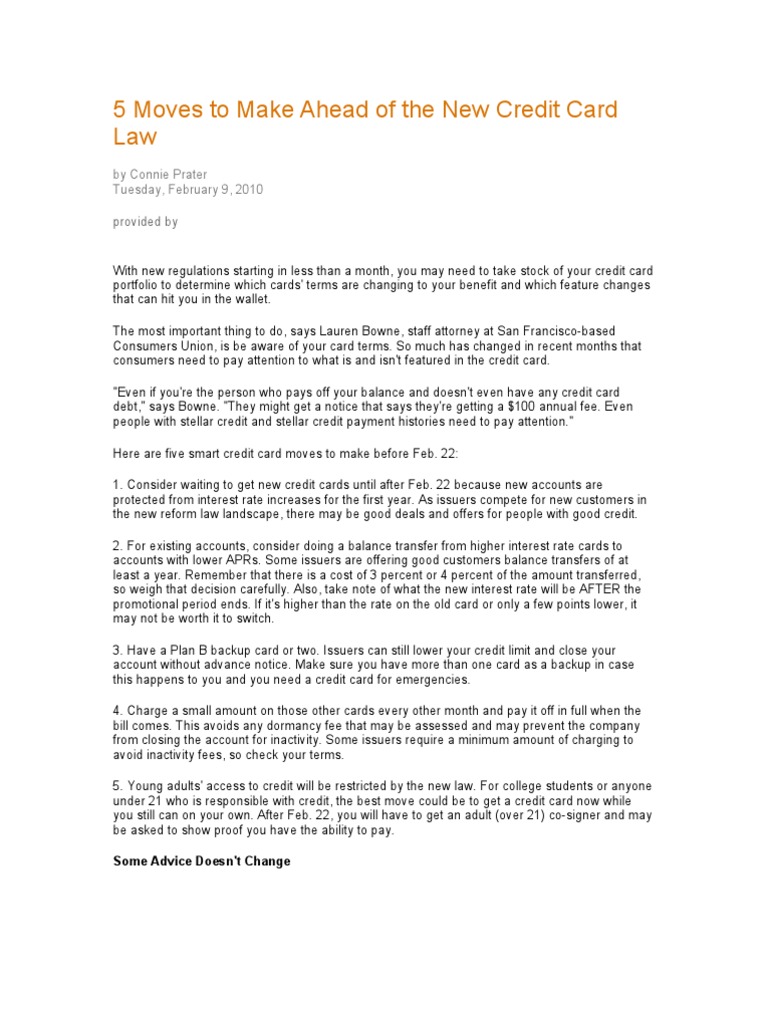 New Credit Card Law | PDF | Credit Card | Annual Percentage Rate