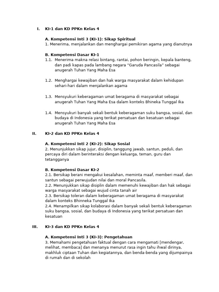 KD PKN Kelas 4 SD | PDF