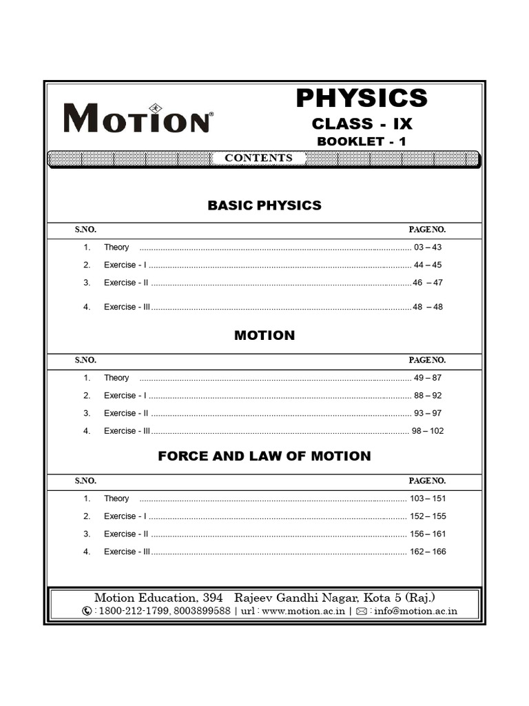 Class-9 Motion Book | PDF