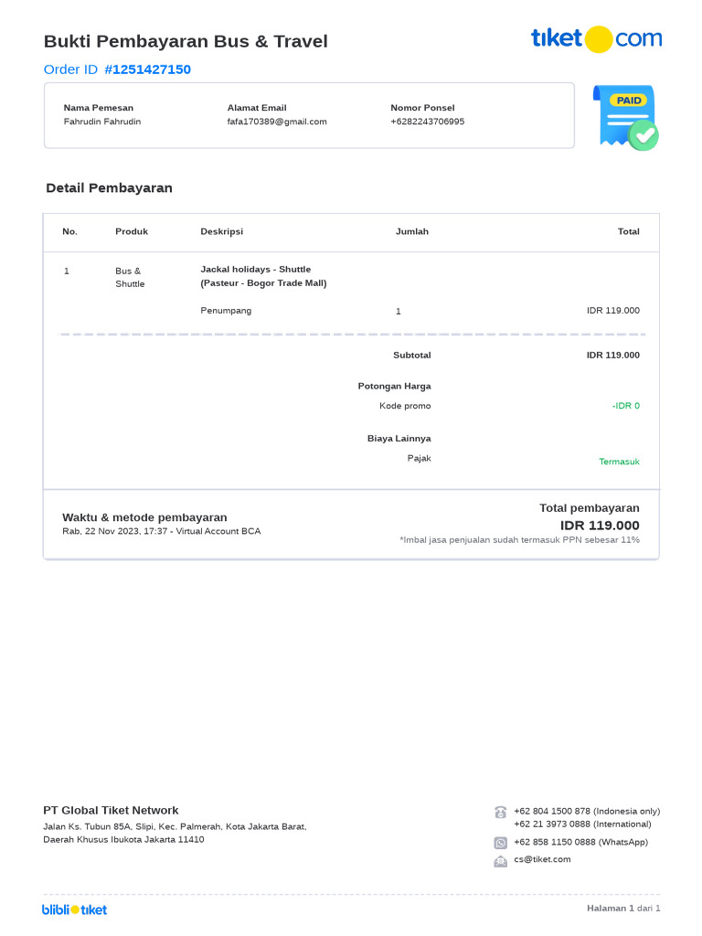 E Receipt Bus ID 1251427150 | PDF