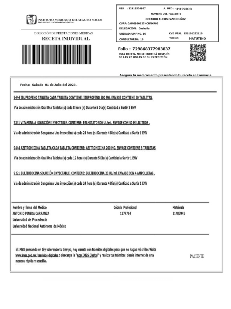 Receta Imss - 20240719 - 152600 - 770 - 71 | PDF