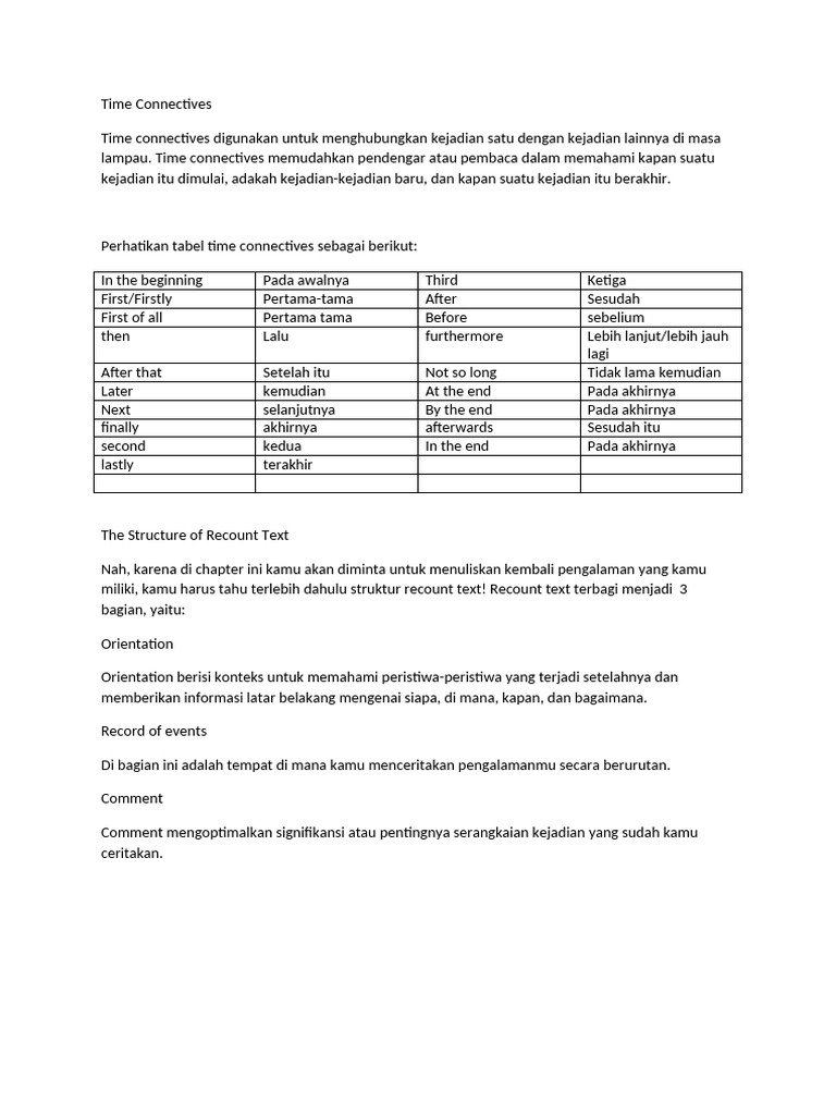 Time Connectives | PDF
