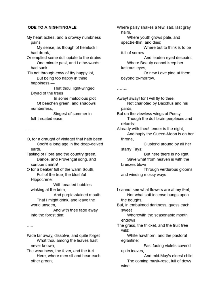 Ode To A Nightingale | PDF