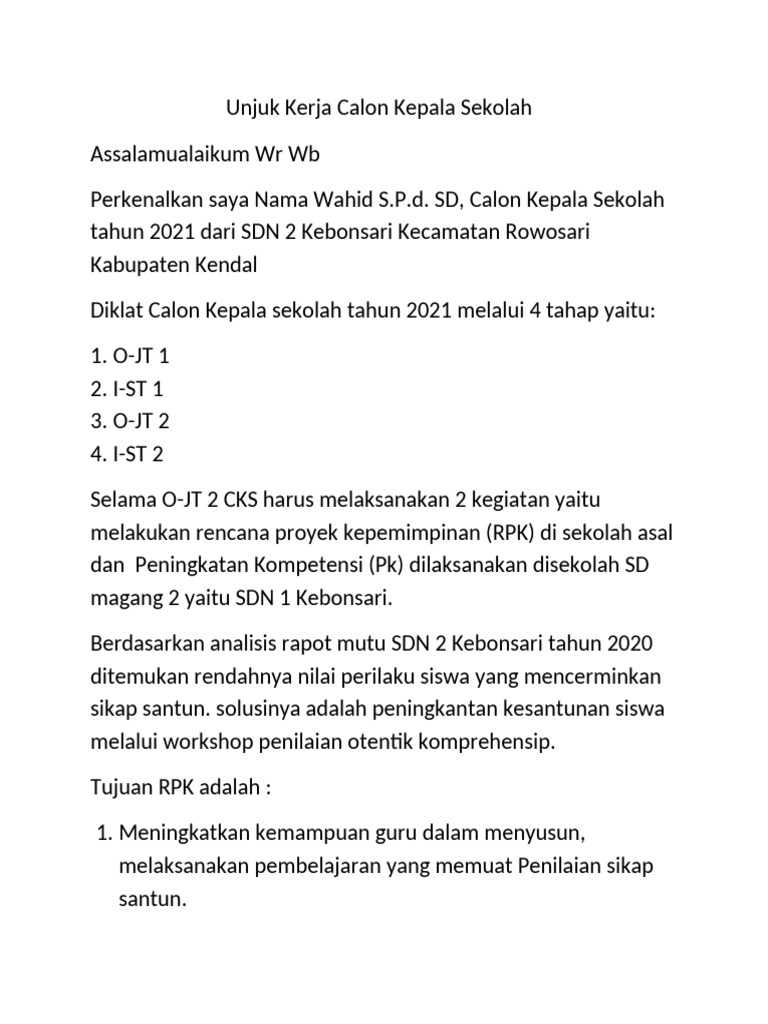 Unjuk Kerja CKS | PDF