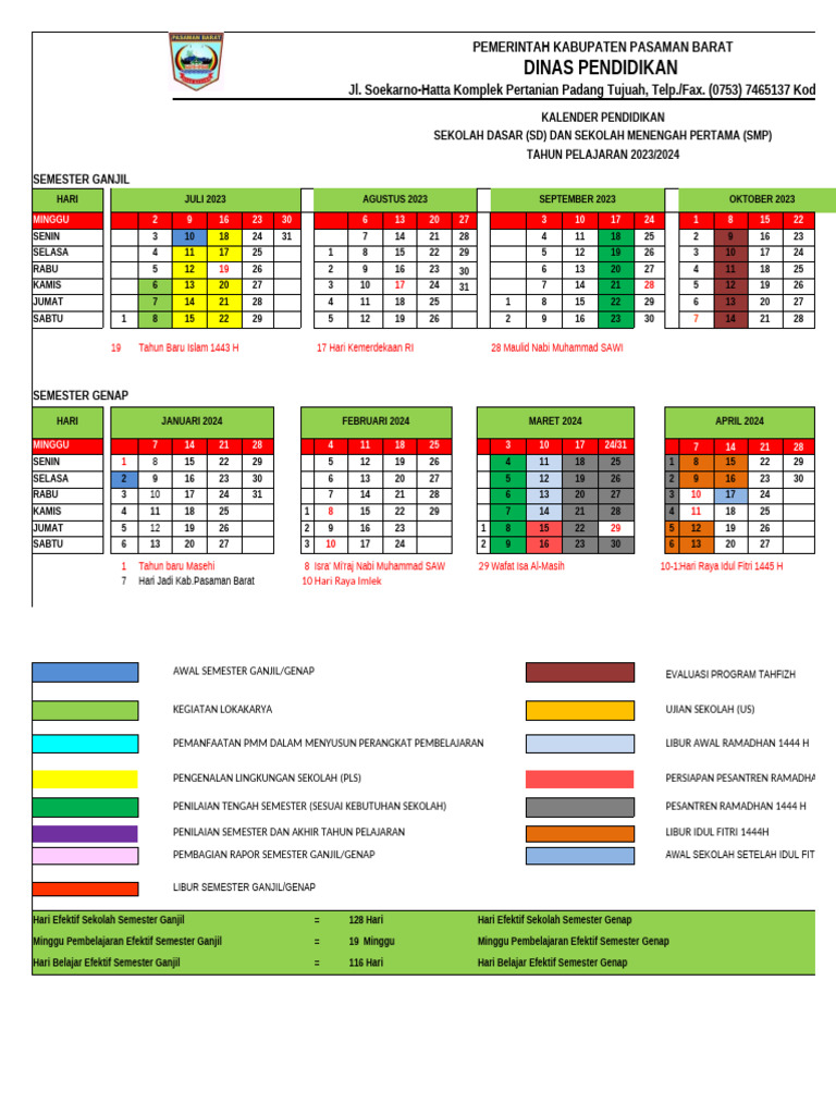 KALENDER - PENDIDIKAN - TP - 2023-2024 | PDF