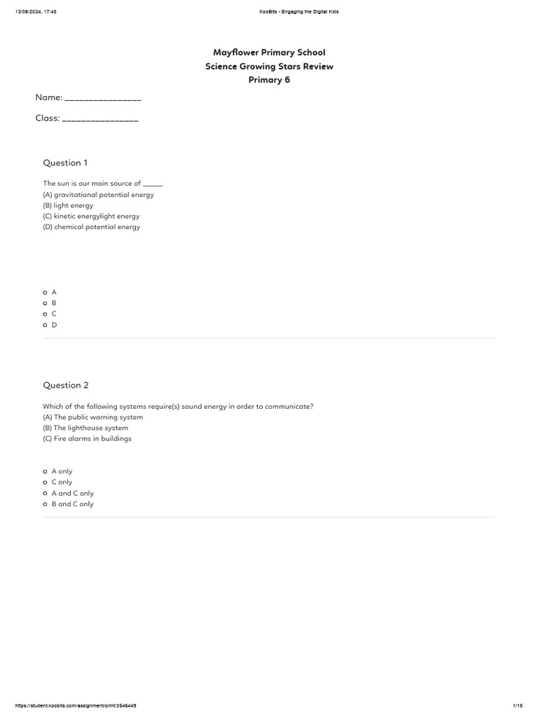 KooBits Science Practice | PDF