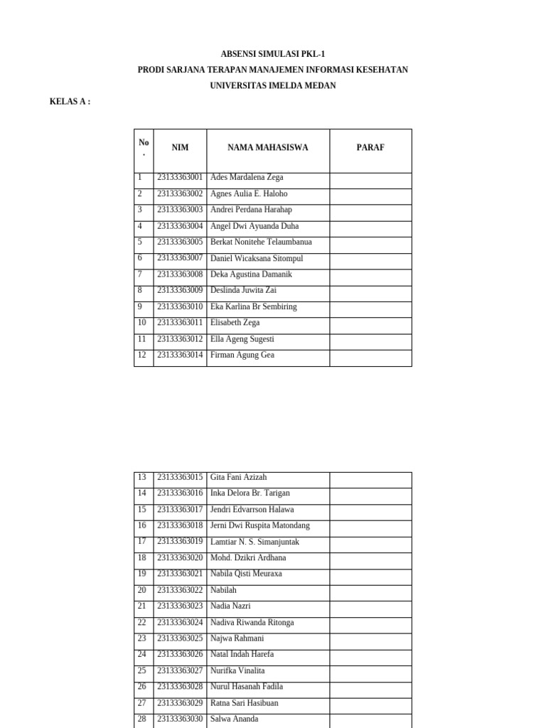 Absensi Simulasi Pkl-1 | PDF