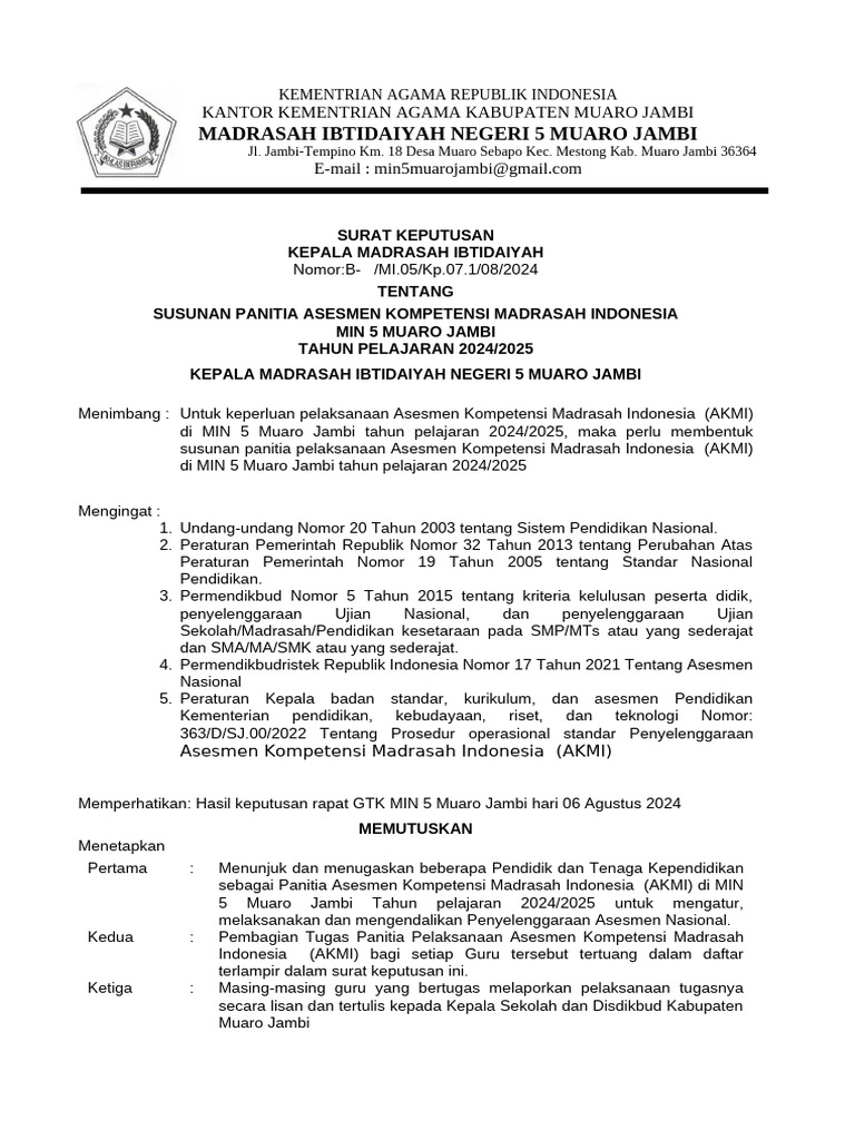 SK Panitia Akmi 2024 | PDF