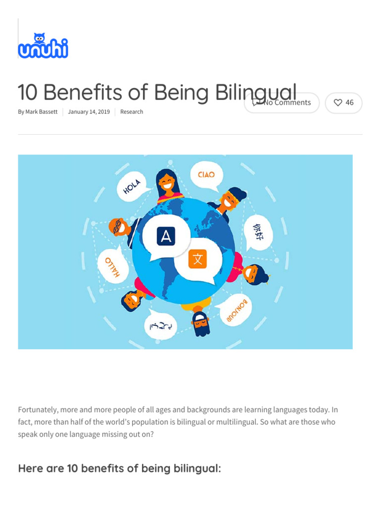 10 Benefits of Being Bilingual - Unuhi Bilingual Books | PDF