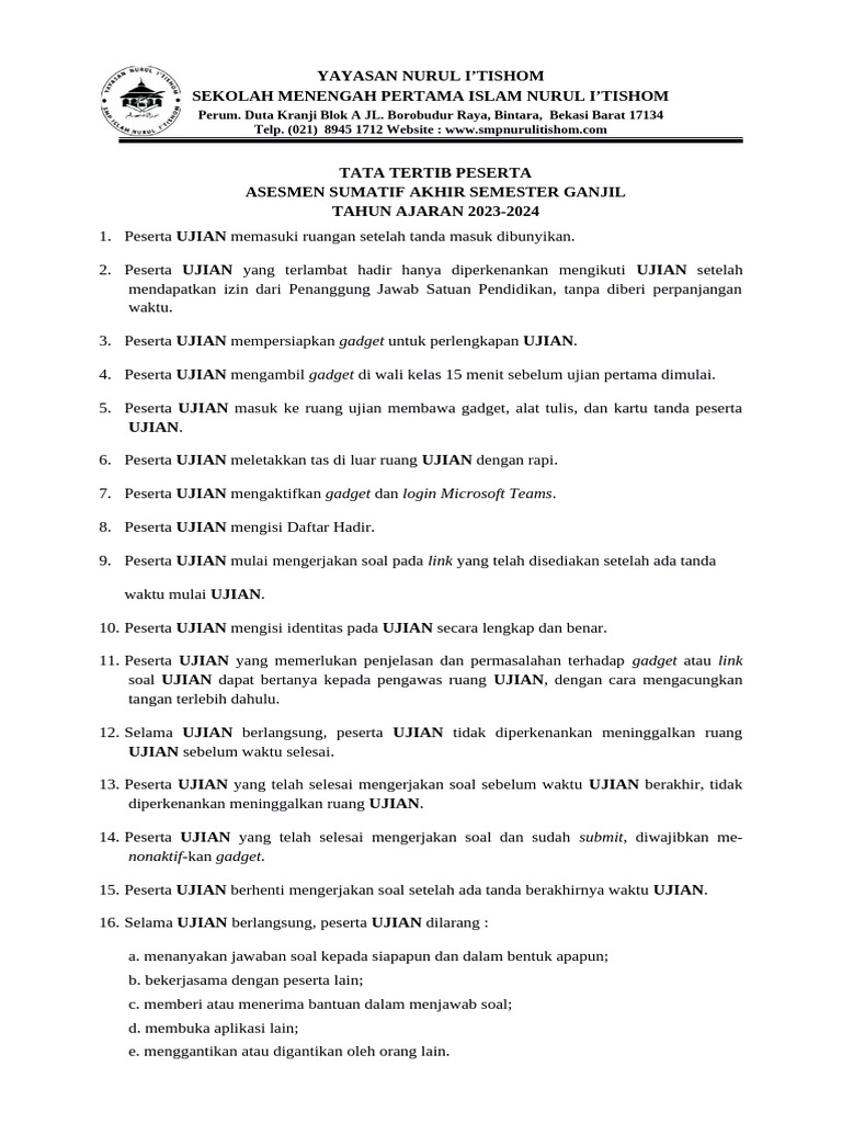 Tata Tertib Peserta ASAS 2023 | PDF