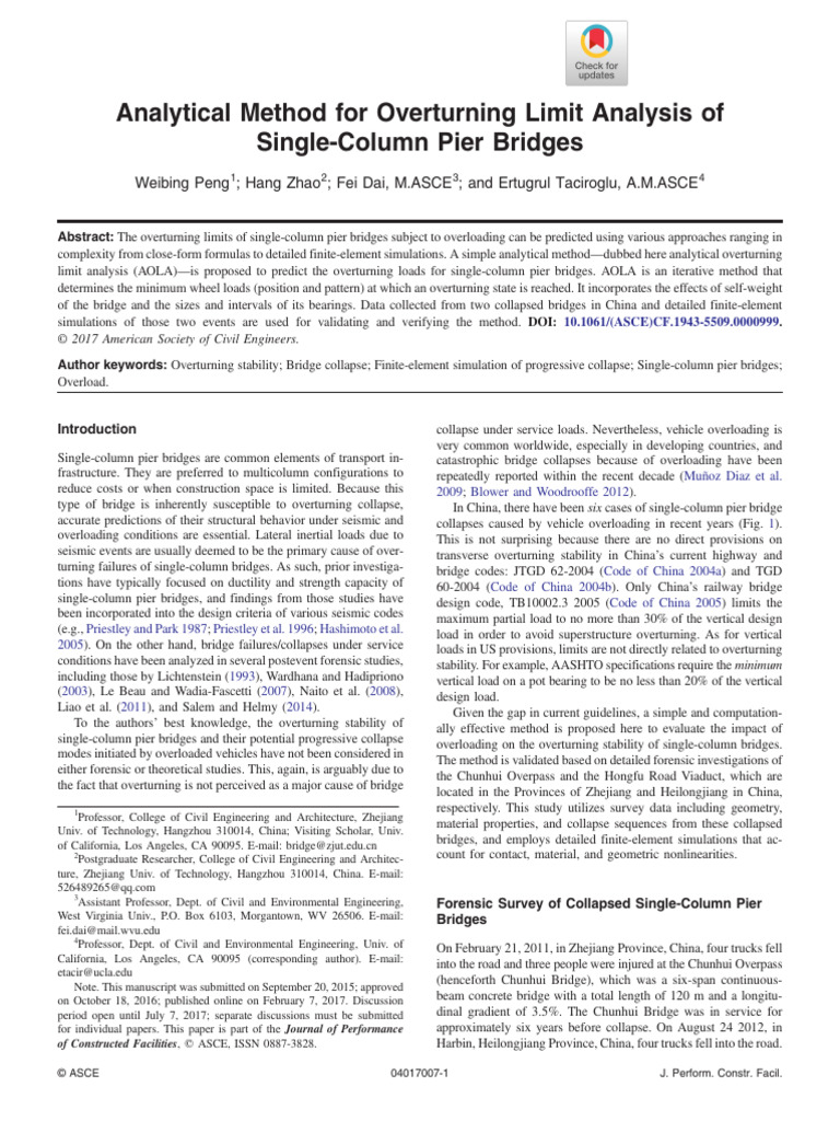 Peng Et Al 2017 Analytical Method For Overturning Limit Analysis of ...