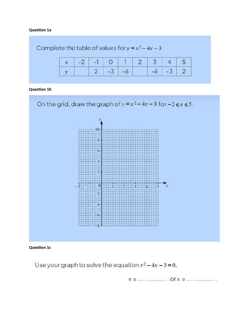 Form 3 Quadratic Graphs 1 | PDF