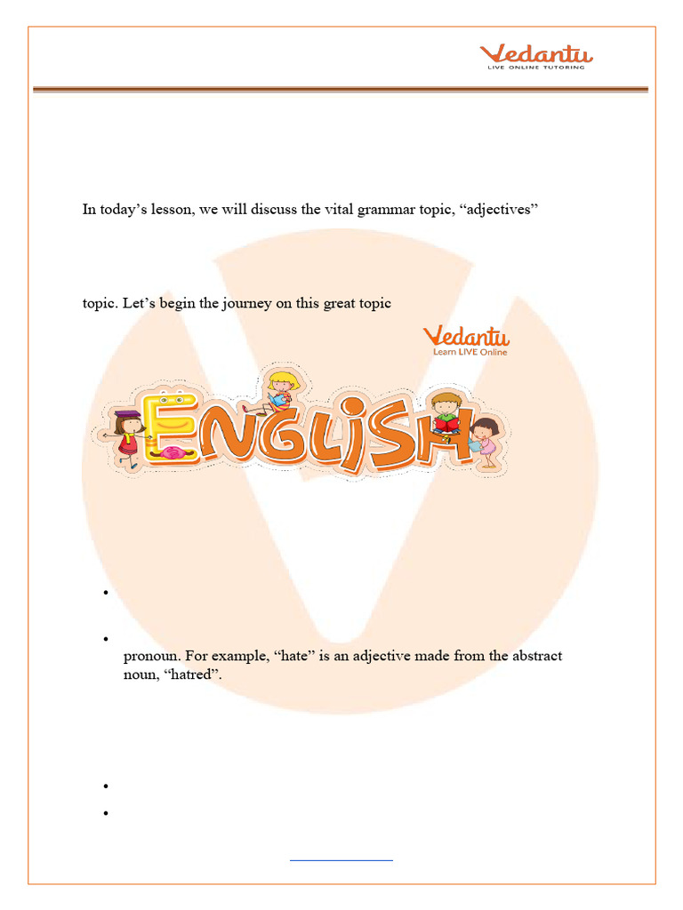 English Grammar Class 7 The Adjective - Learn and Practice - Download ...
