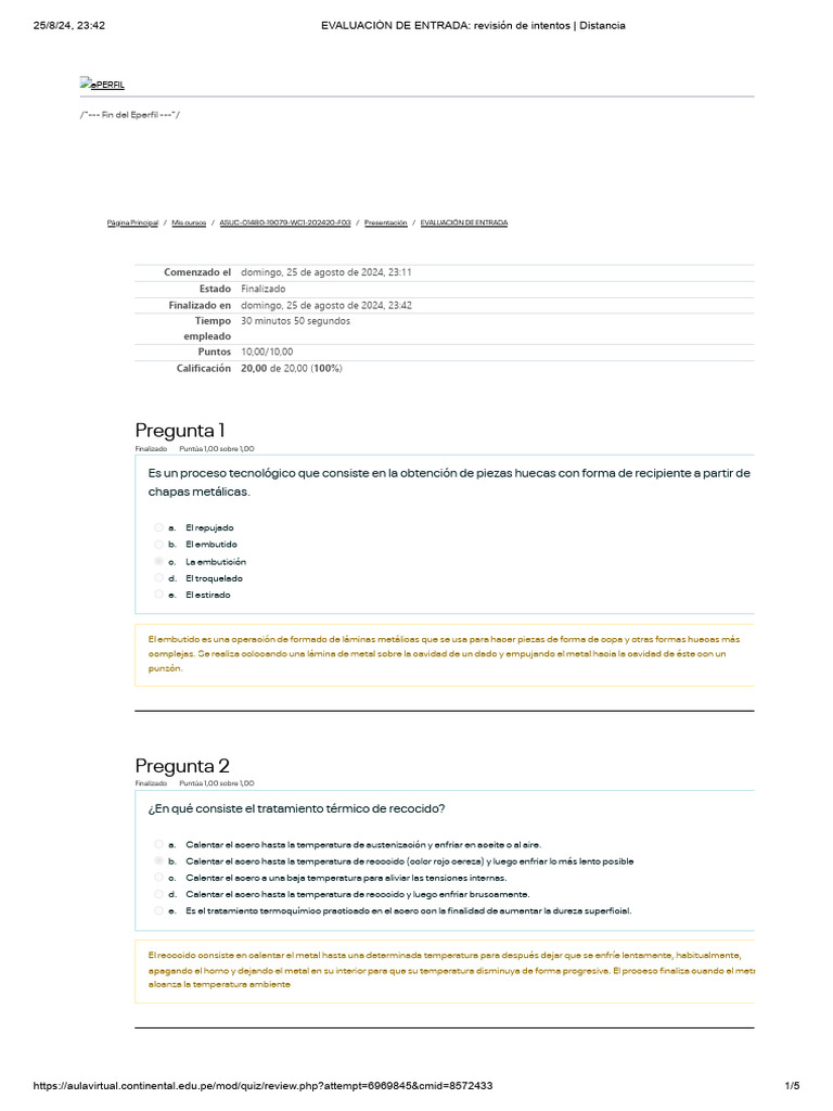 Eval. Entrada - Proceso Man. 2 | PDF | Acero | Tratamiento a base de calor