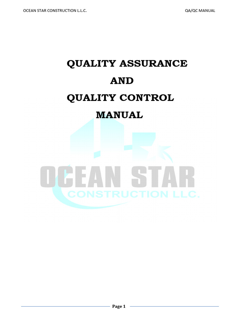 Quality Assurance And Quality Control Manual [OCEAN STAR CONSTRUCTION ...