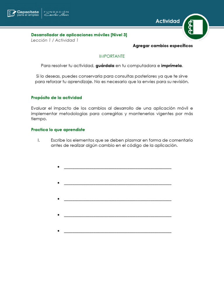 Actividad de Desarrollo Móvil Nivel 3 | PDF | Software de la aplicacion ...