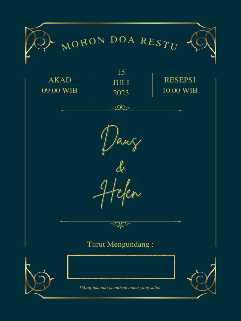 Undangan Pernikahan Heksagon Geometris Floral Kuning Dan Hijau | PDF