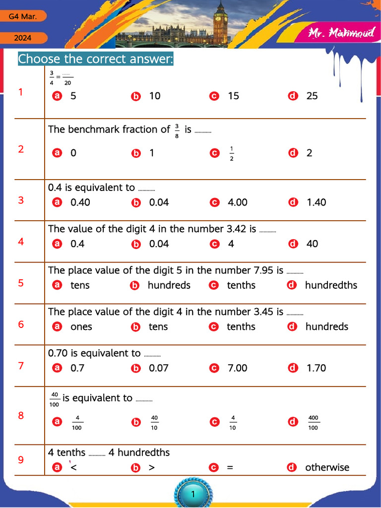 Grade 4 Math Practice Questions | PDF | Mathematics | Arithmetic