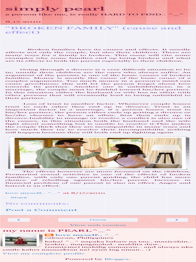 simply pearl BROKEN FAMILY (cause and effect) | PDF