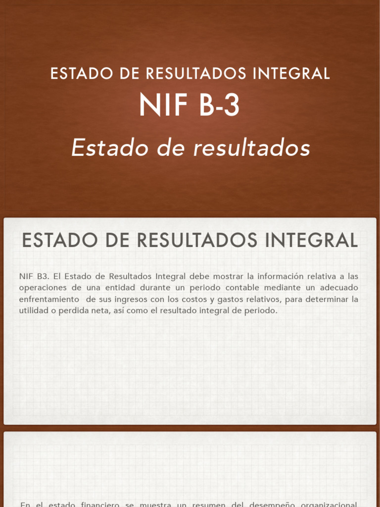 IV. NIF-B3 Estado de Resultados Integral | PDF
