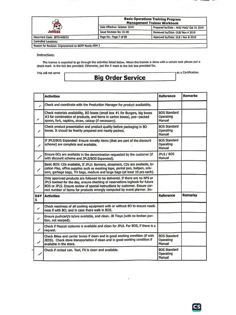 BOS Activity Sheet | PDF
