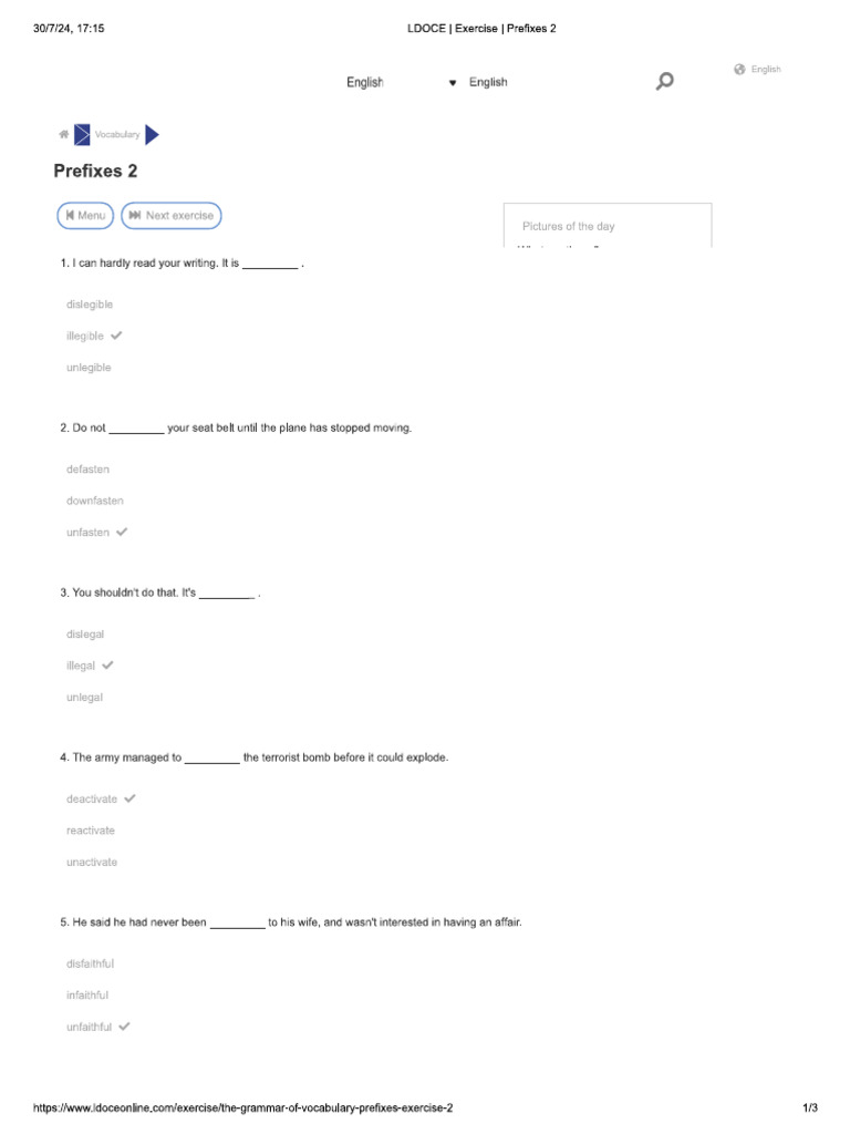 Prefix Exercise 2 | PDF