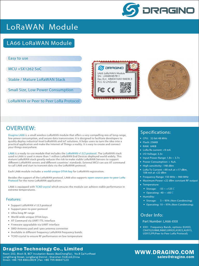 Datasheet_LA66 LoRaWAN Module | PDF