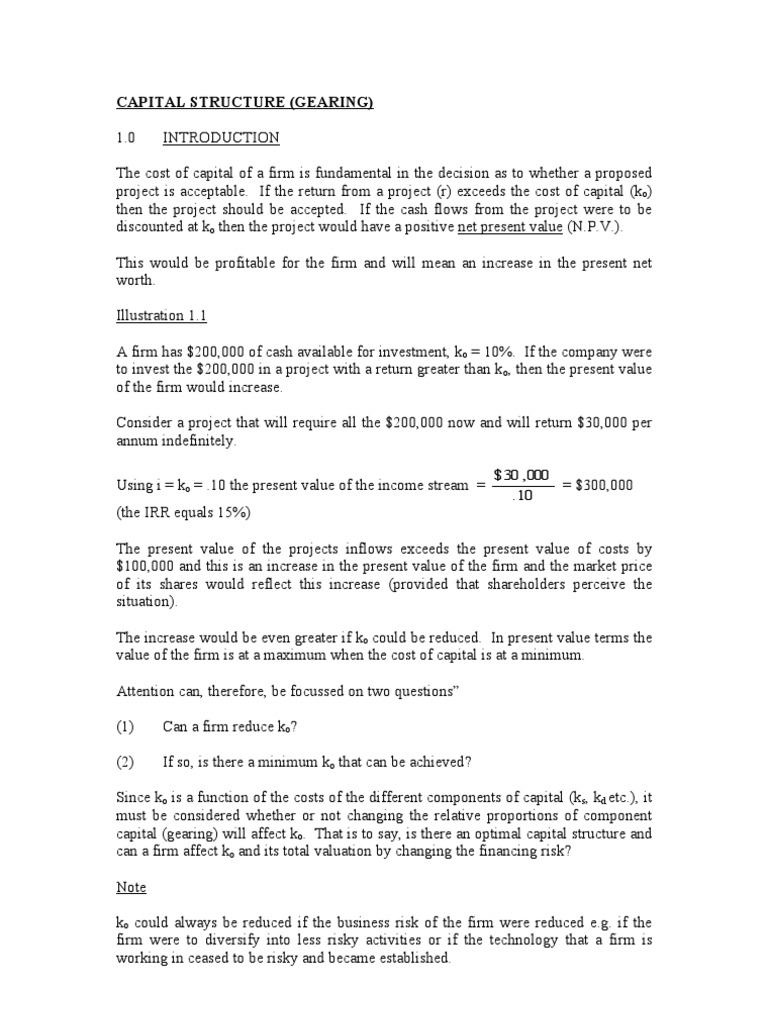 Capital Structure (Gearing) | PDF | Capital Structure | Leverage (Finance)