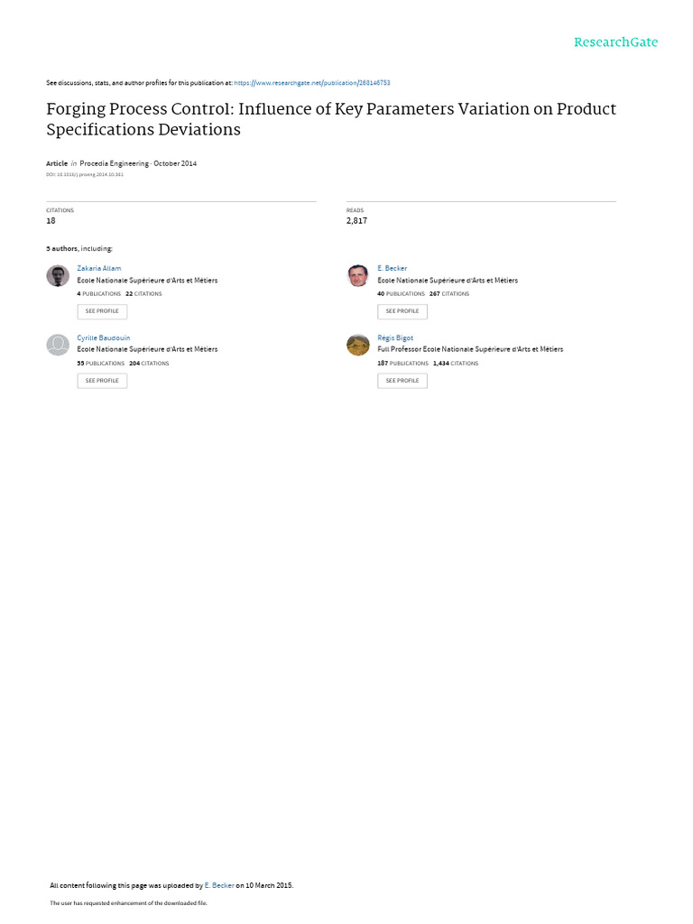 Forging Process Control: in Uence of Key Parameters Variation On ...