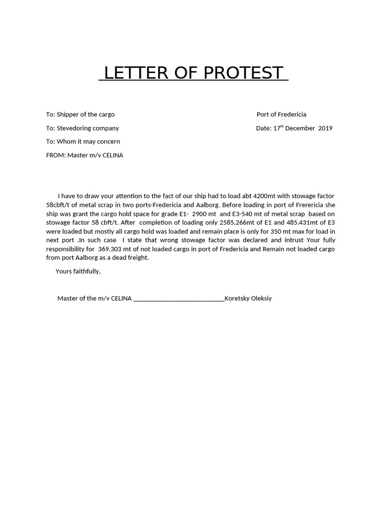 Letter of Protest | PDF