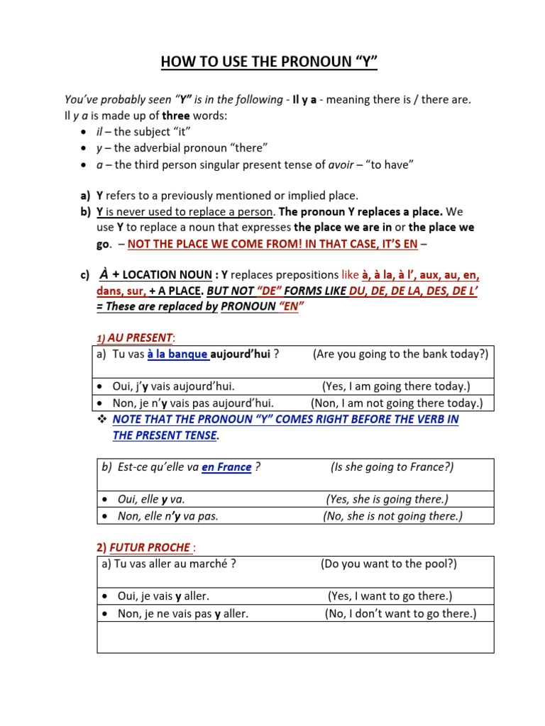 Adverbial Pronom-Y | PDF