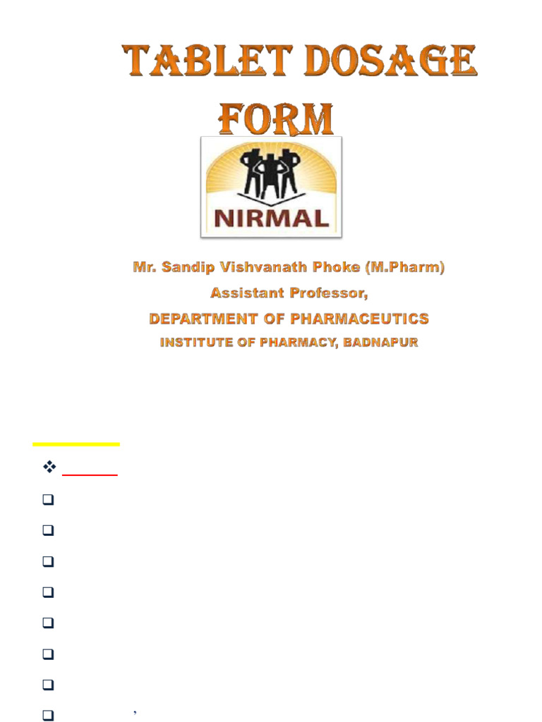 Tablet Dosage Form | PDF