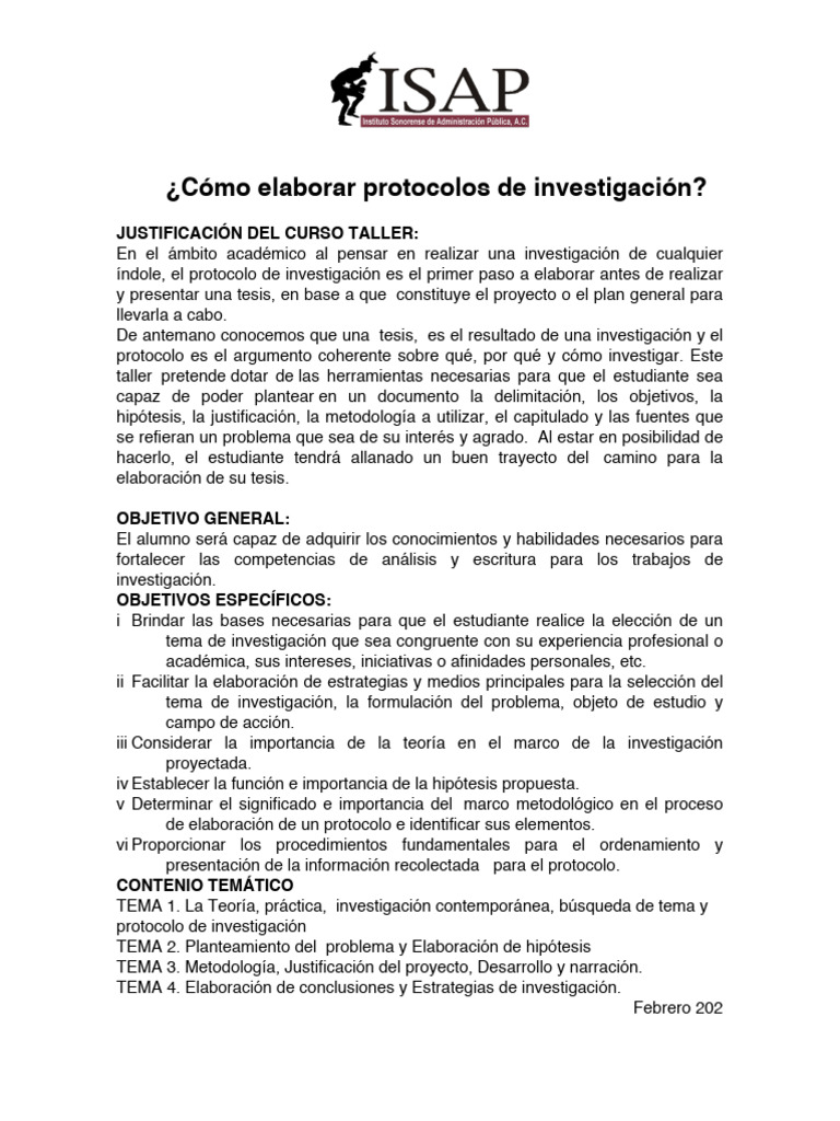 Temario Como Elaborar Protocolos de Investigación | PDF
