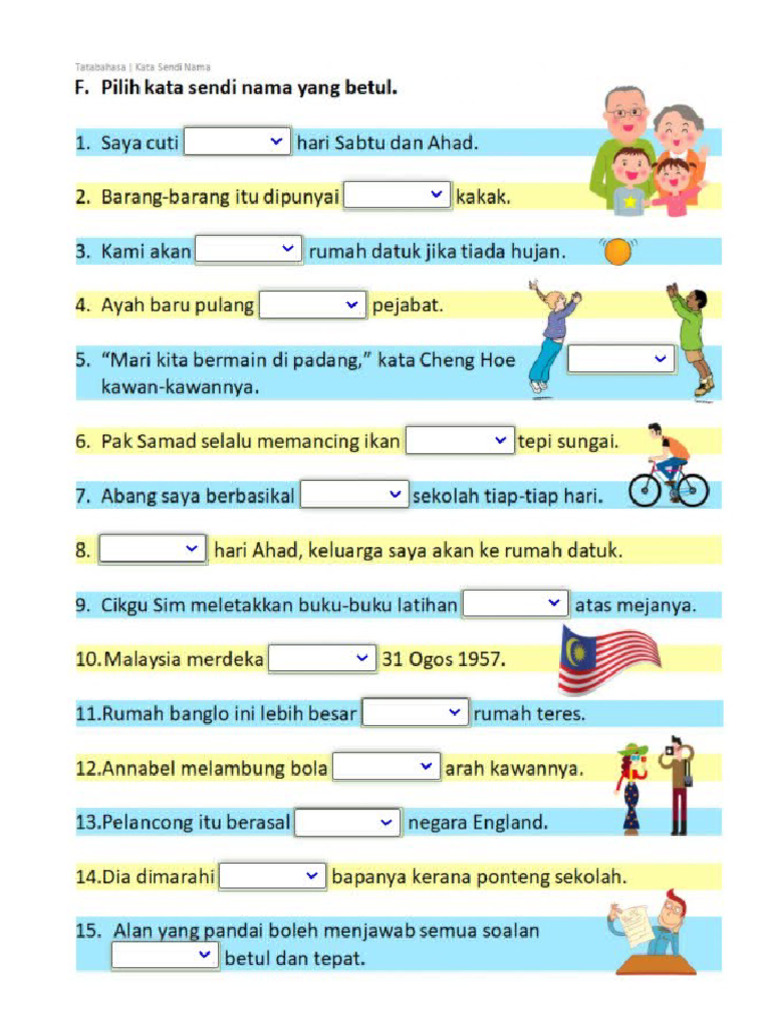 Malay Language - Preposition Exercise | PDF
