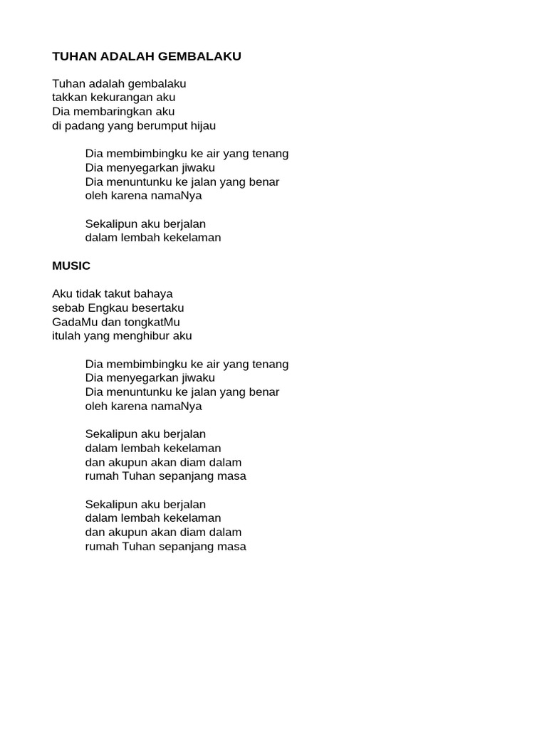 Tuhan Adalah Gembalaku | PDF