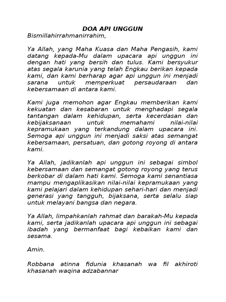 Doa Api Unggun | PDF