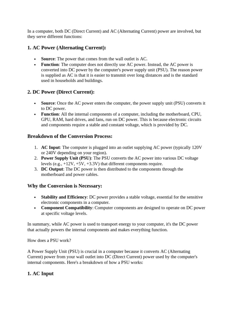 AD and DC Power in Computer | PDF