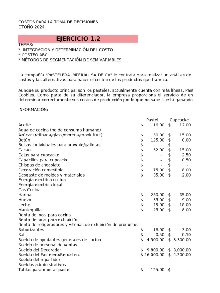Análisis de Costos en Pastelería | PDF | Postres | Alimentos