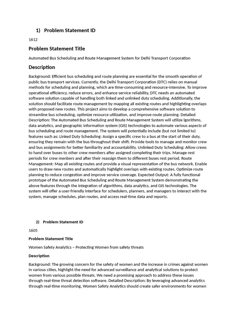 1) Problem Statement ID Problem Statement Title Description | PDF