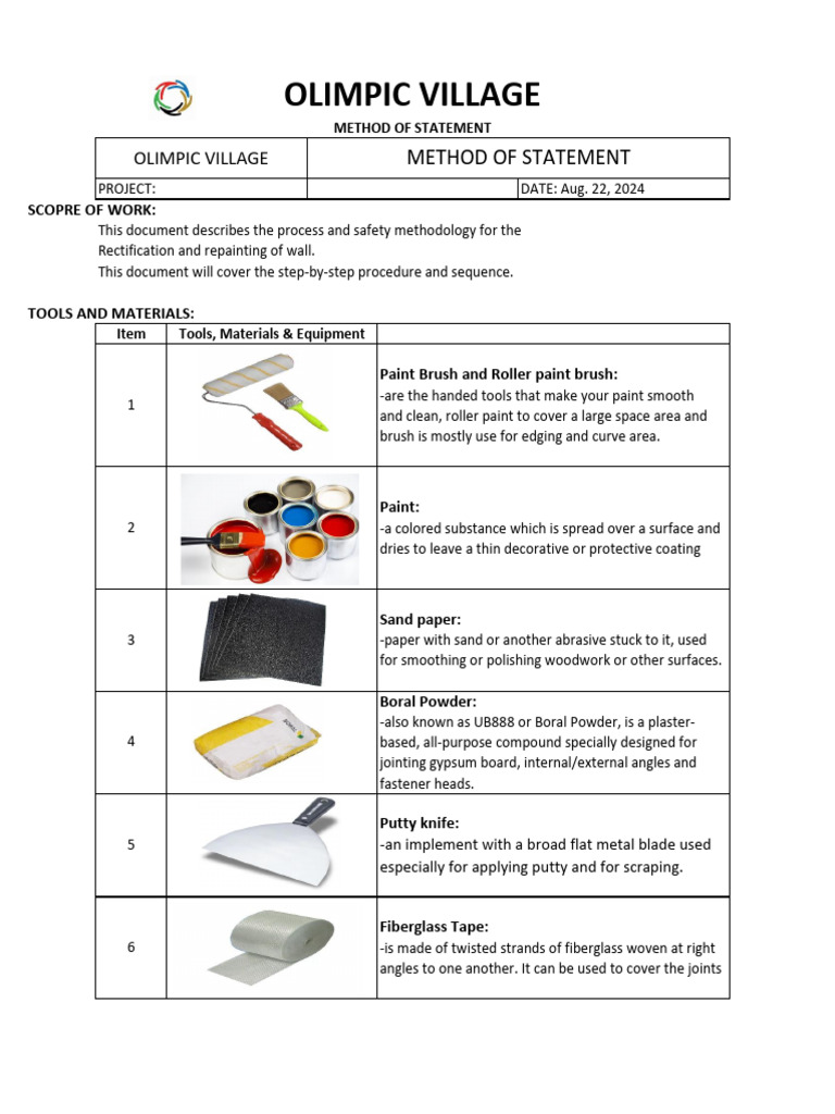 Painting Method of Statement | PDF