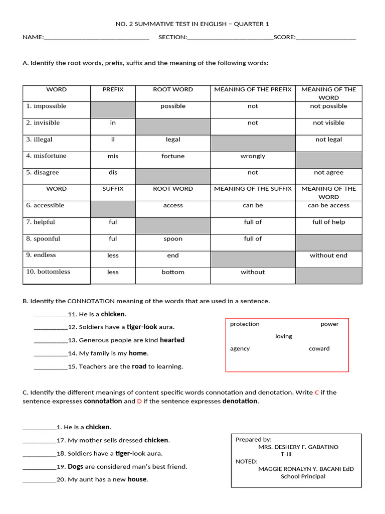 2nd SUMMATIVE TEST - ENGLISH | PDF