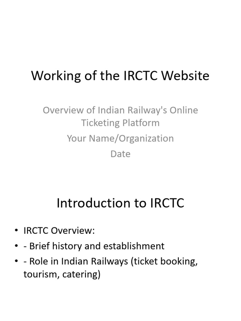 IRCTC Working Presentation | PDF
