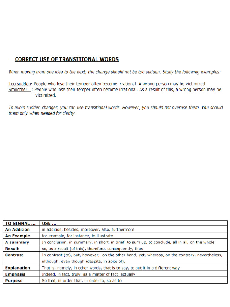 Transitional Words | PDF