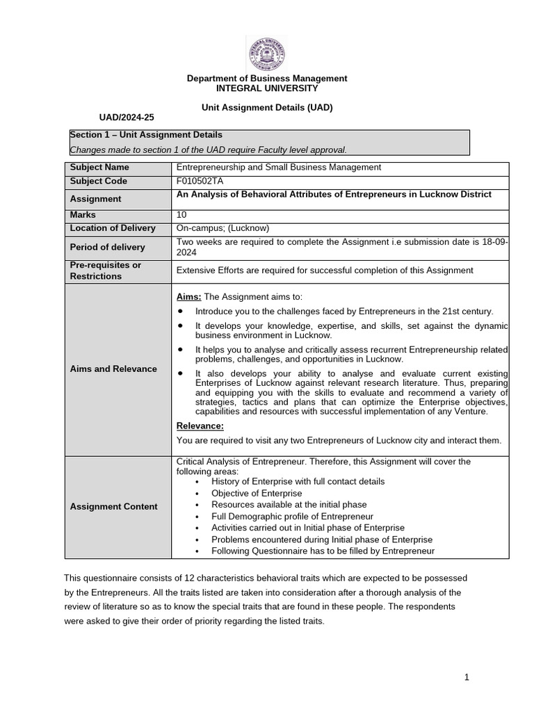 Entrepreurship Assignment 1 NEP | PDF | Entrepreneurship | Business